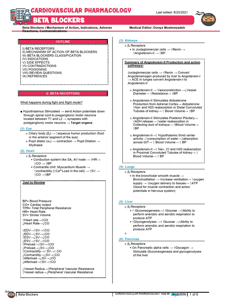 Beta Blockers Mechanism of Action, Indications, Adverse Reactions ...