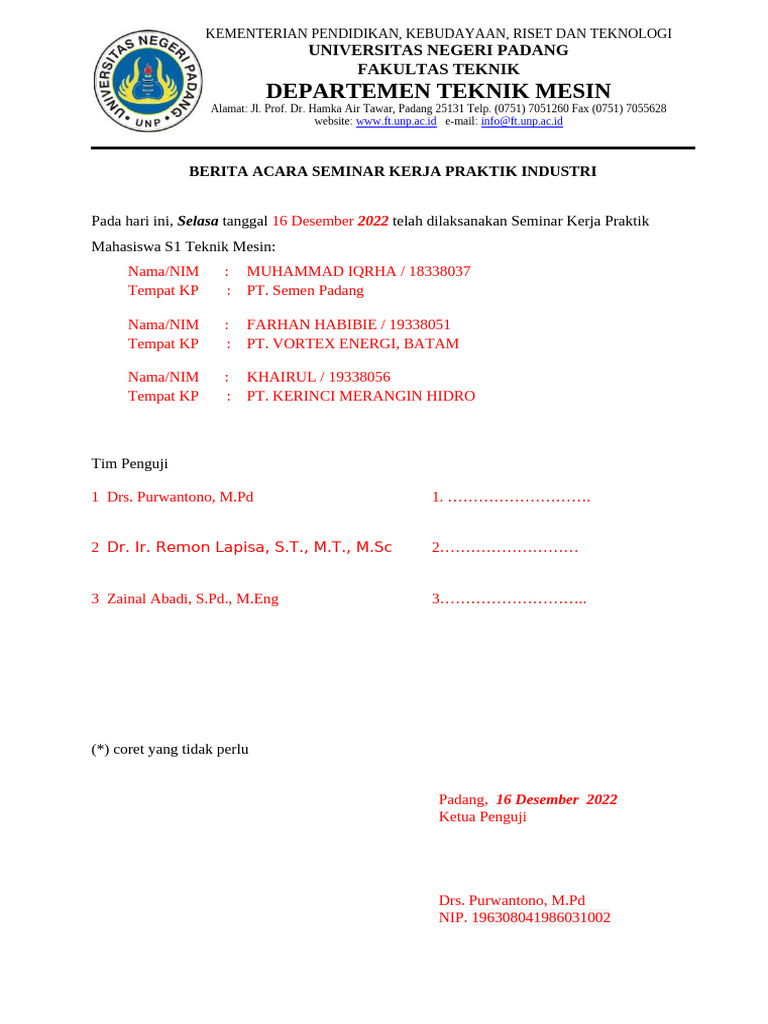 Draft Berita Acara | PDF