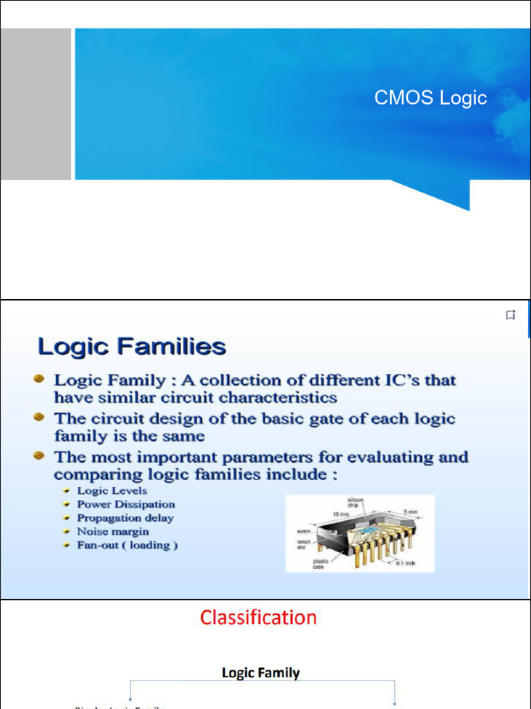 CMOS Logic Characteristics and Families | PDF | Cmos | Logic Gate