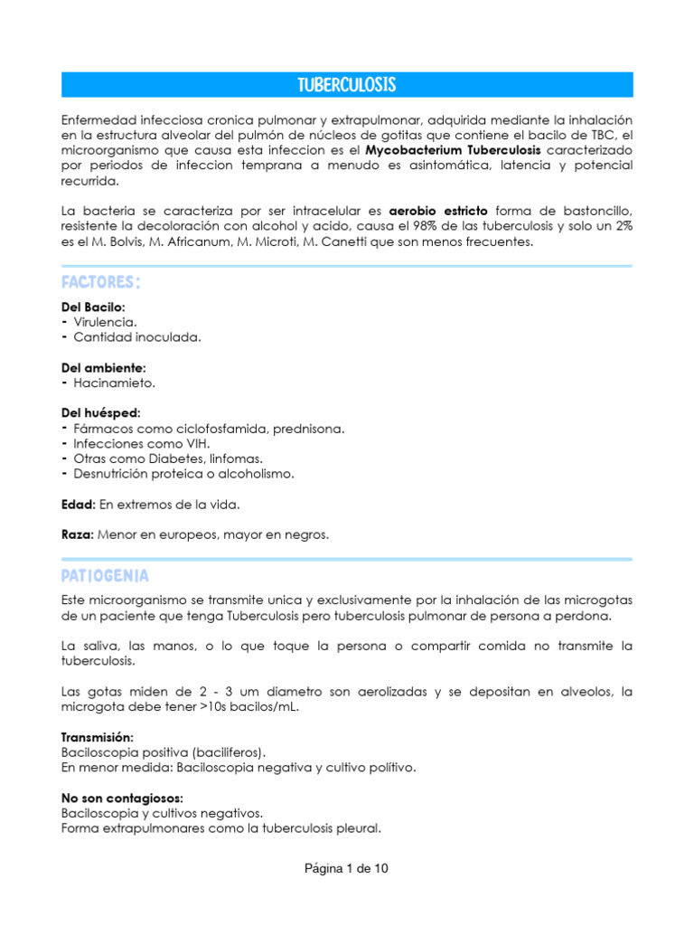 Tuberculosis: Factores | PDF | Tuberculosis | T Helper Cell
