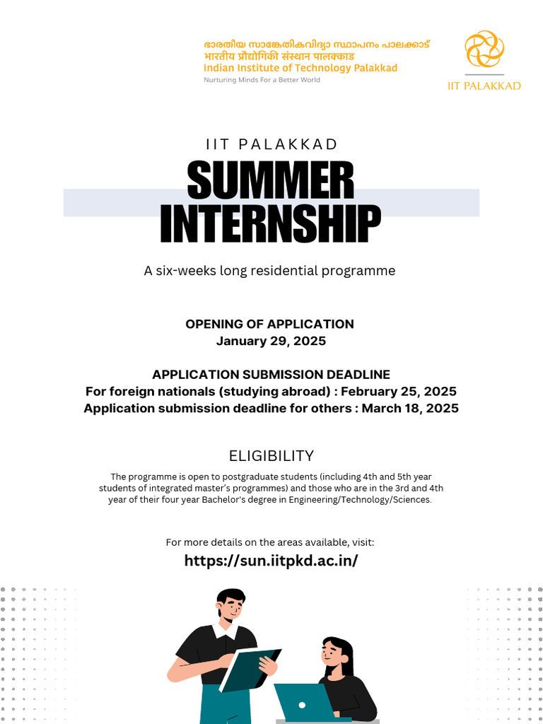 IIT Palakkad Summer Internship 2025 Details | PDF