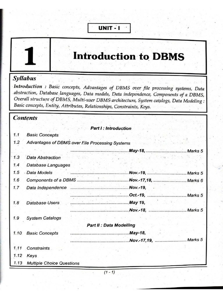 Unit 1 Dbms | PDF