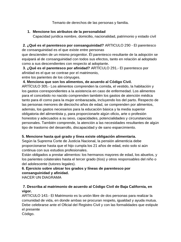 Temario DR Personas y Familia | PDF | Divorcio | Parentesco