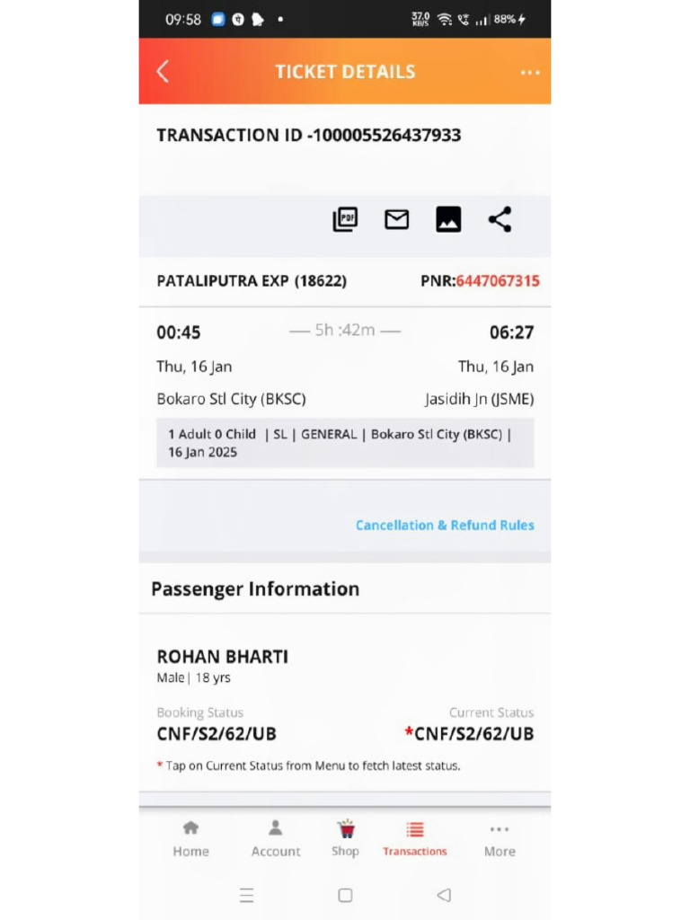 Train Tiket Rohan | PDF