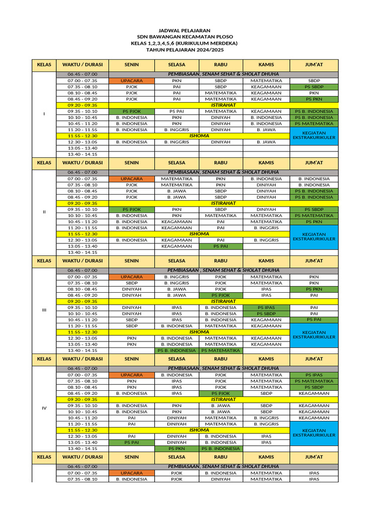 Jadwal 2024-2025 | PDF
