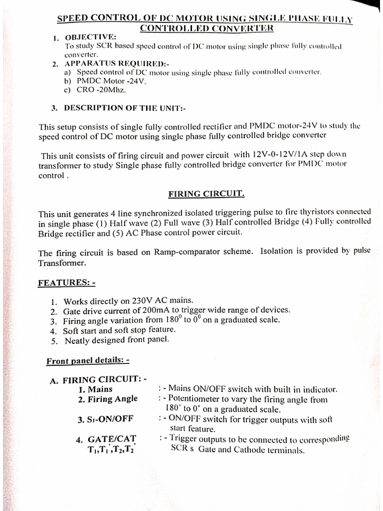 PE Lab Speed Control of DC Motor | PDF