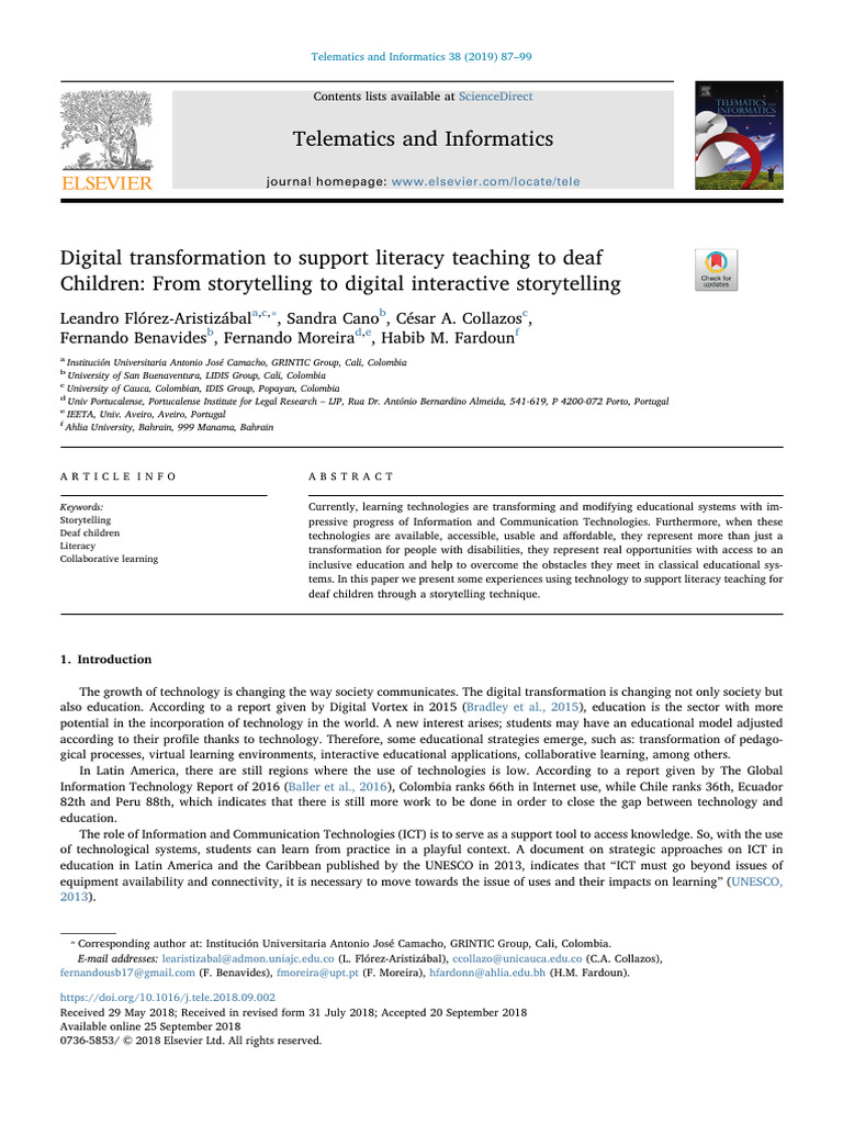 Digital Transformation To Support Literacy Teaching To Deaf Children ...