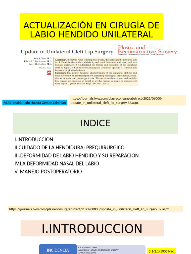 Cirugía de Labio Hendido: Actualización | PDF | Especialidades Medicas