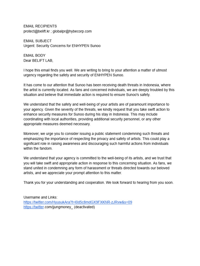 ENHYPEN Sunoo Safety Alert | PDF