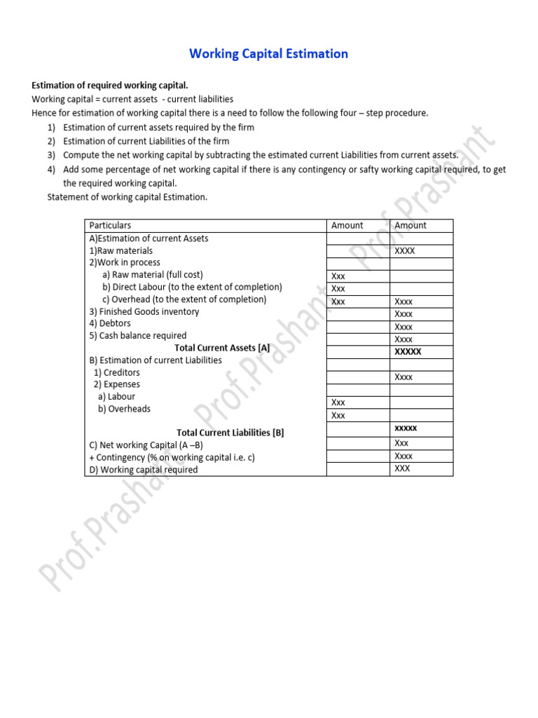 Working Capital Estimation 5 Questions With Solutions | PDF | Working ...