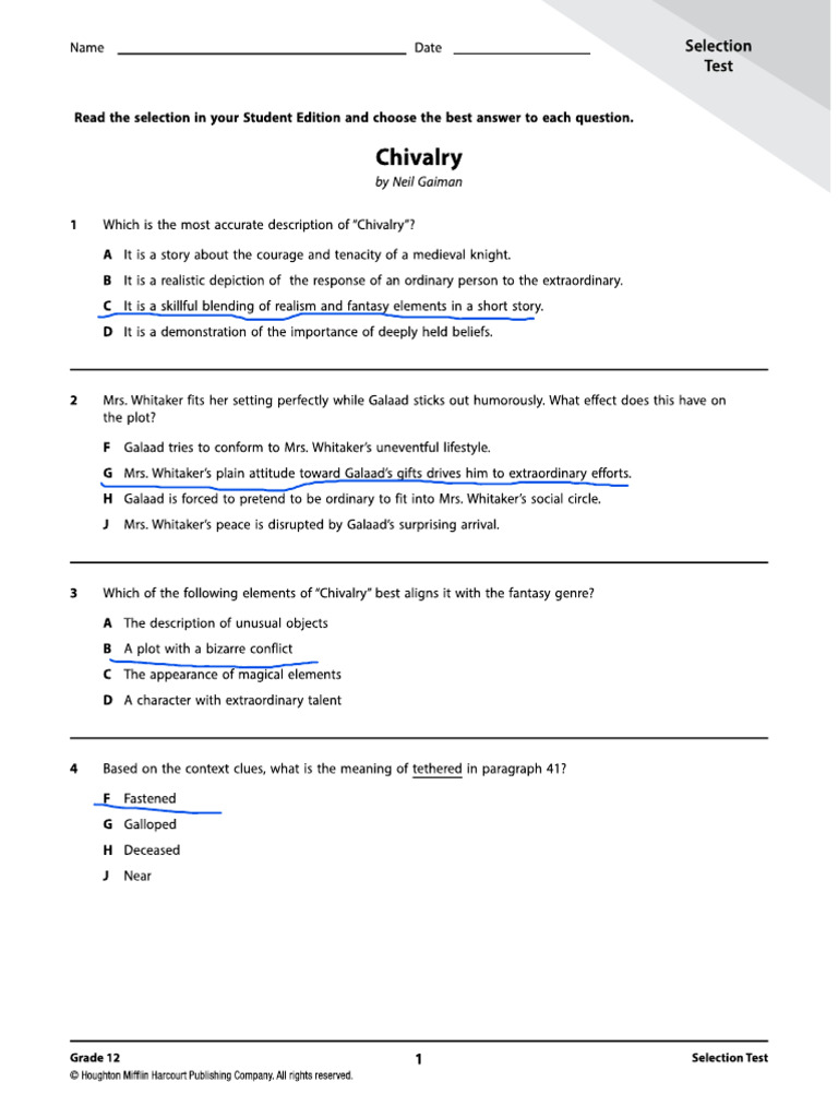 Chivarly HW | PDF