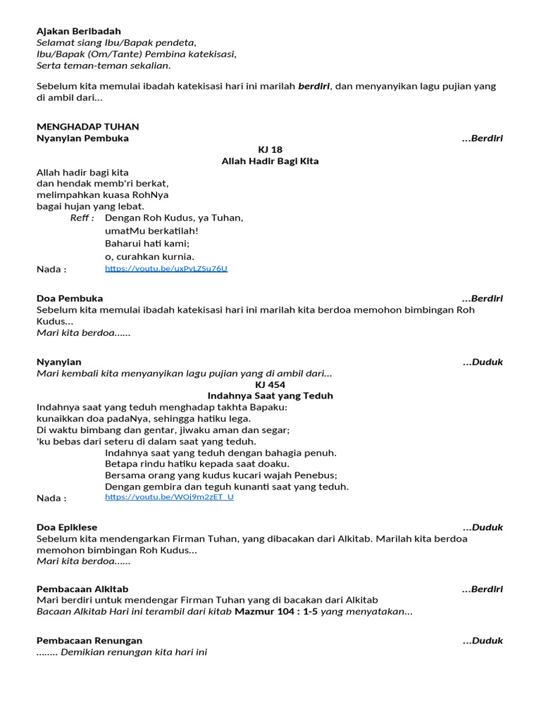 Tata Ibadah Katekisasi | PDF