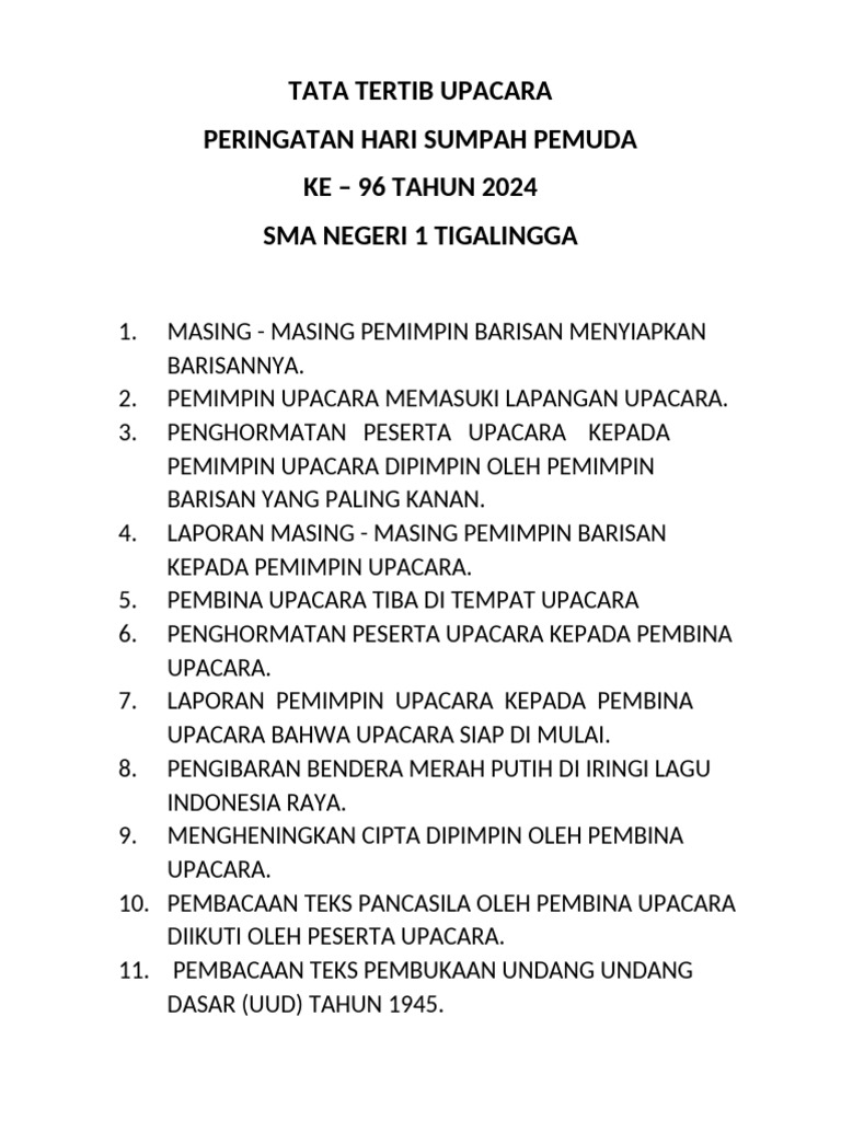 TERTIB ACARA SUMPAH PEMUDA | PDF