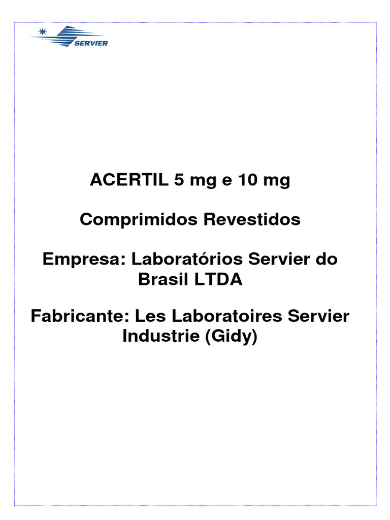 Bula Acertil 10mg Com 30 Comprimidos Servier 23401 | PDF | Gravidez ...