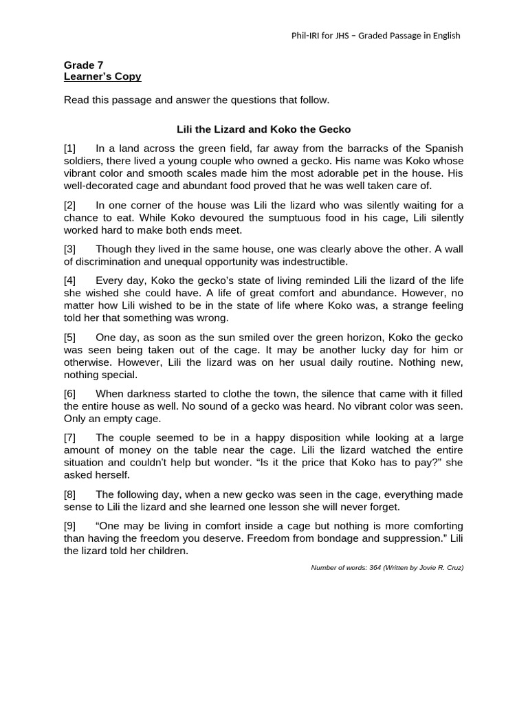 Lili and Koko: A Lesson in Freedom | PDF
