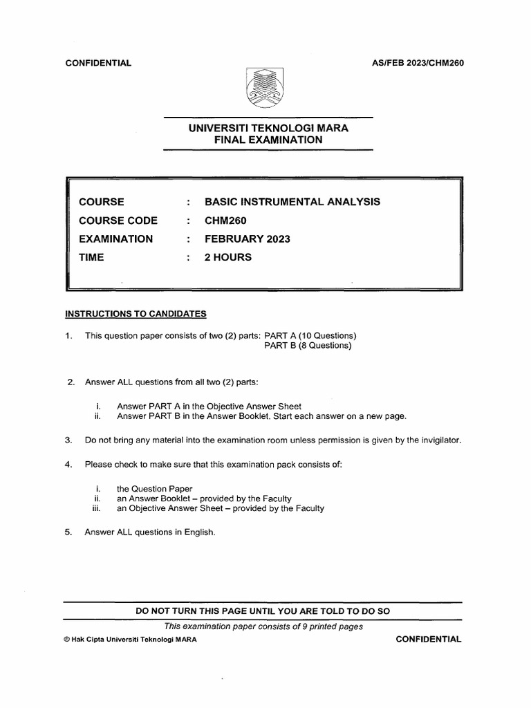 CHM260 (1) FEB2023 | PDF | High Performance Liquid Chromatography ...