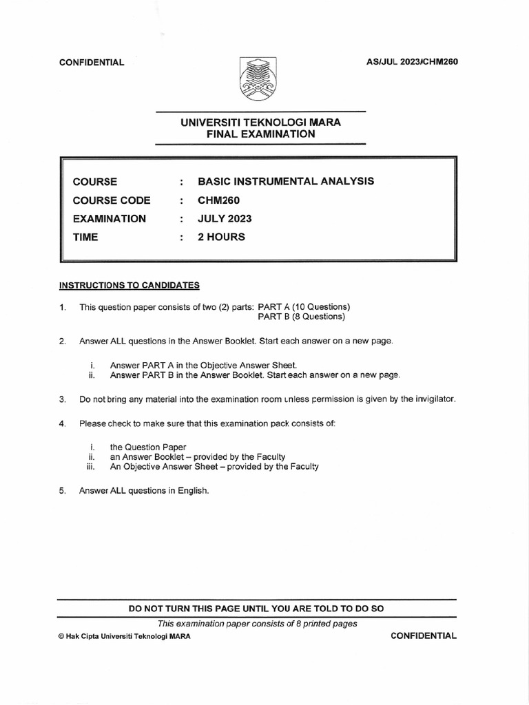 CHM260 (1) July2023 | PDF