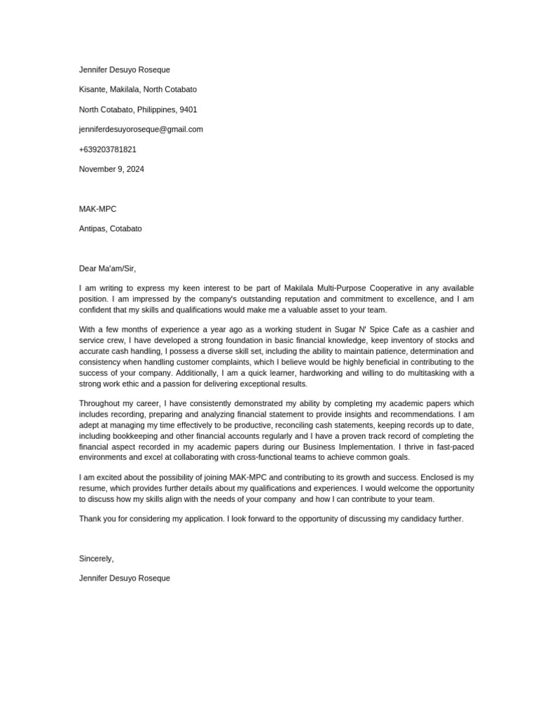 Jen App Letter(1) | PDF