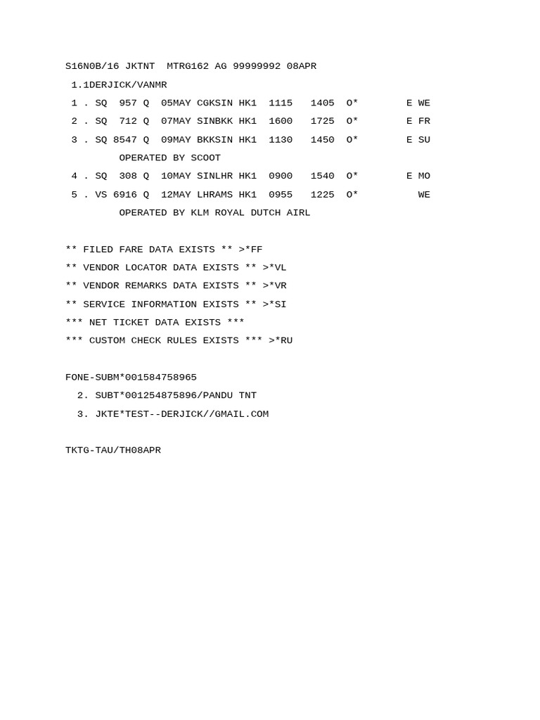 International Cgk-Sin-Bkk-Lon-Ams | PDF