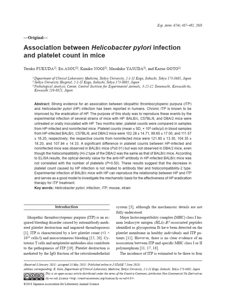 Association Between Helicobacter Pylori Infection | PDF | Elisa | Major Histocompatibility Complex