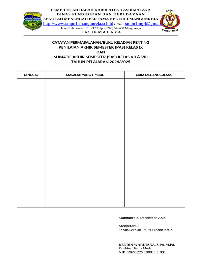 Catatan Kejadian Penting | PDF