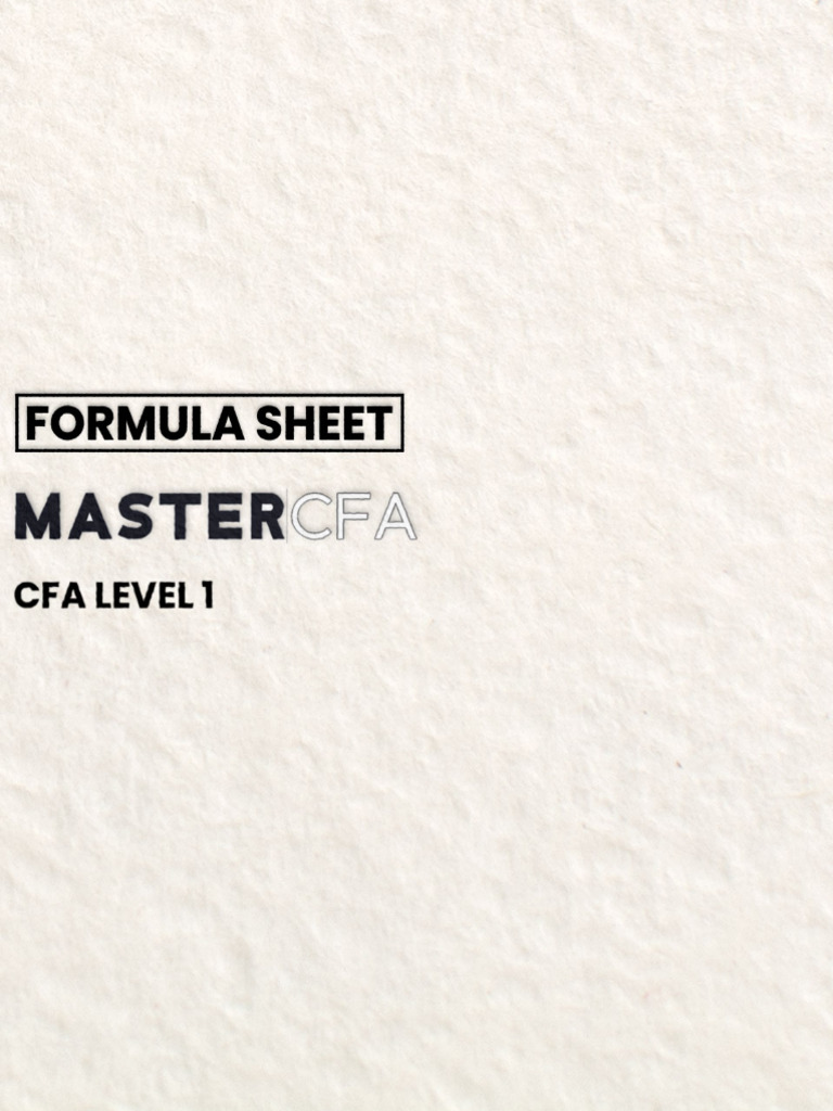 MasterCFA Formulae BLACK Sample | PDF