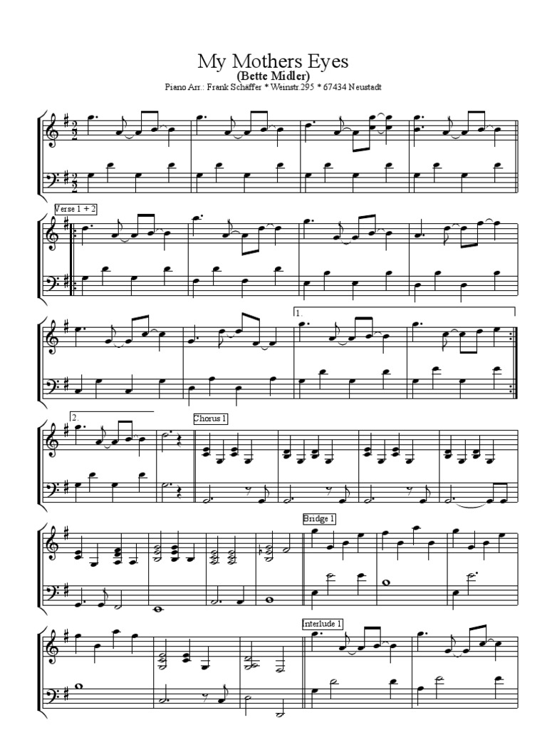 My Mother's Eyes Sheet Music | PDF