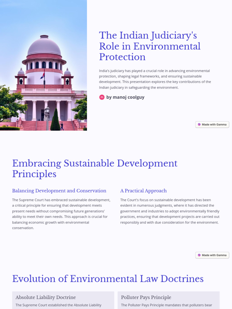 Indian Judiciary's Role in Environmental Protection | PDF ...