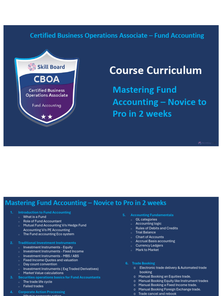 FA Course Curriculum | PDF | Fund Accounting | Fixed Income