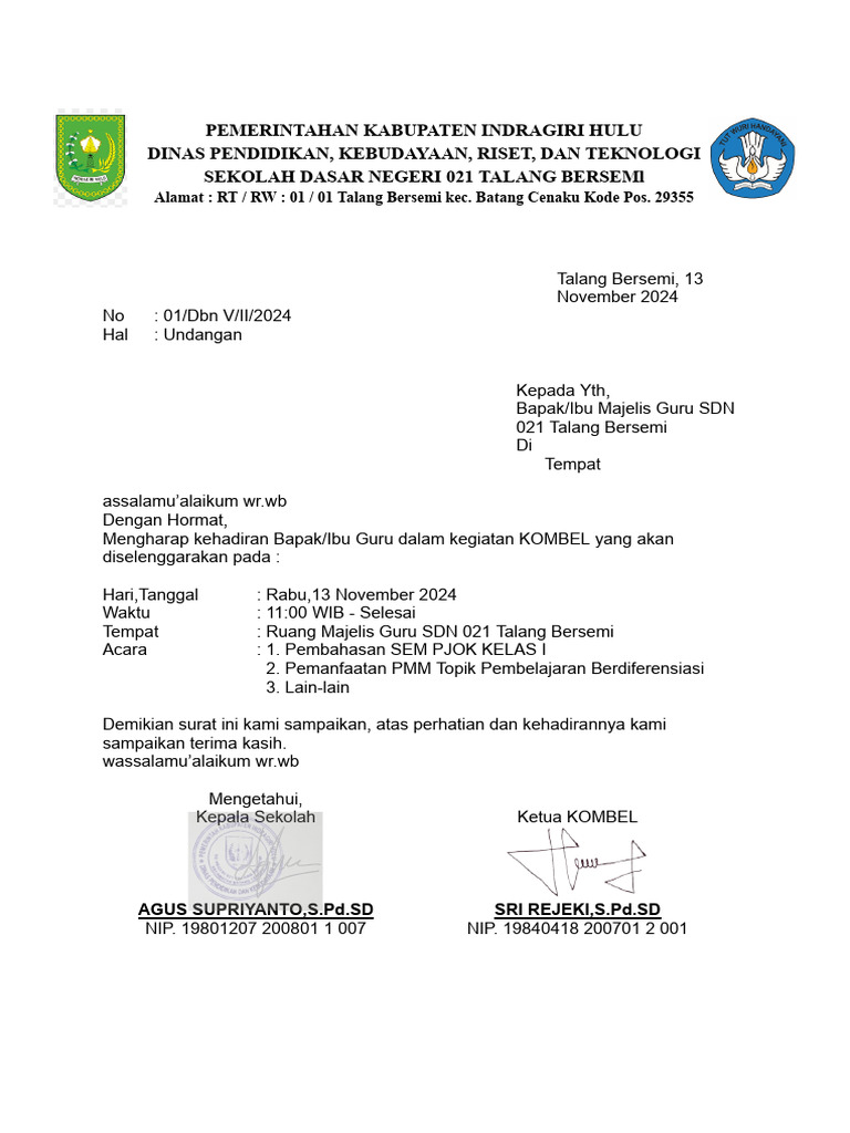 Undangan Kombel | PDF