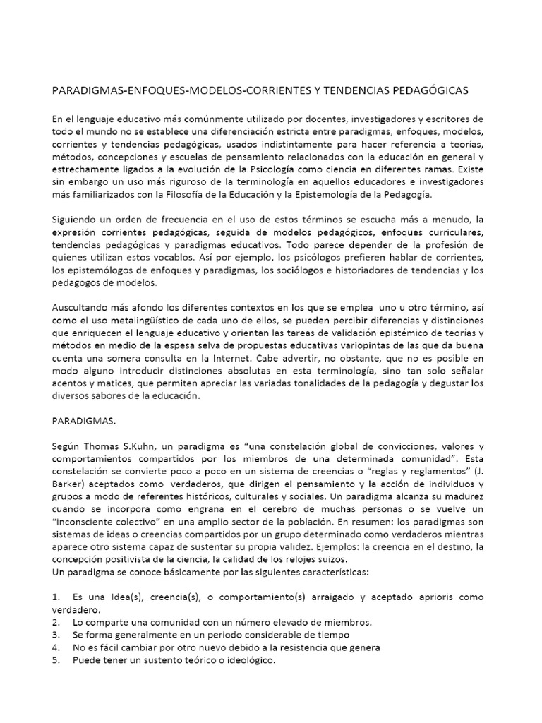 Paradigmas y Tendencias Pedagógicas | PDF