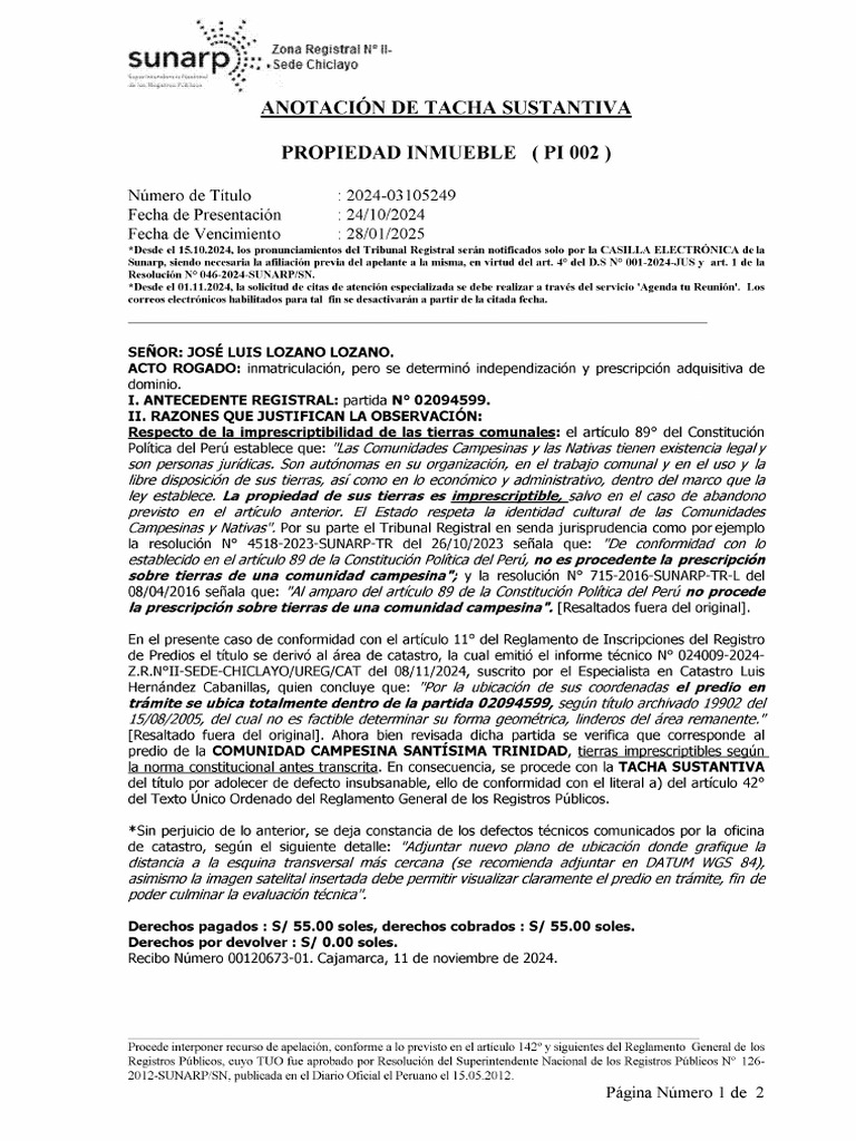 tacha sustantiva e | PDF