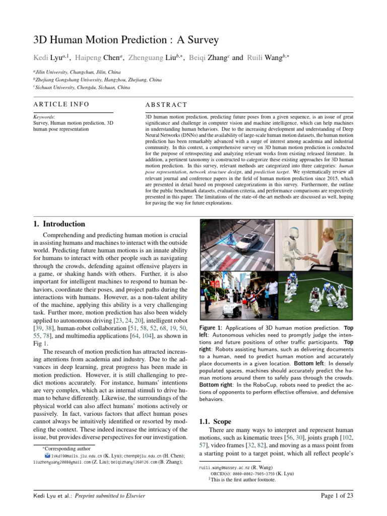 3D Human Motion Prediction _ A Survey | PDF | Deep Learning | Prediction