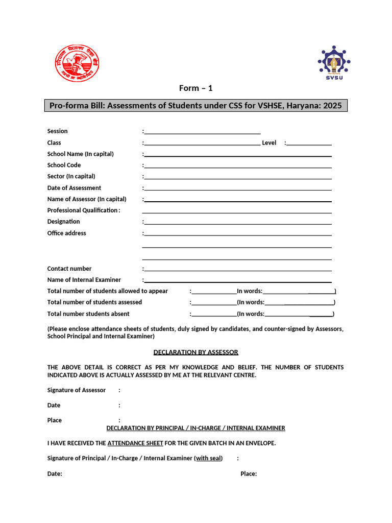 Pro-forma Bill for Student Assessments 2025 | PDF