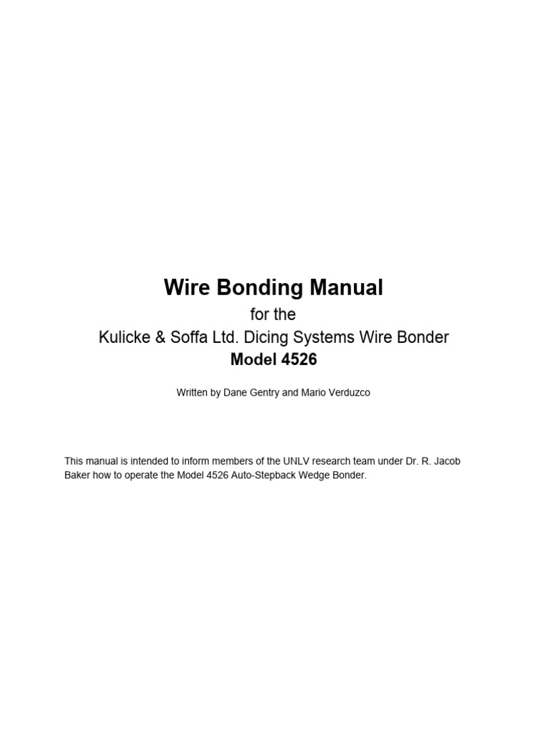 Wire Bonding Guide for Model 4526 | PDF | Equipment | Manufactured Goods