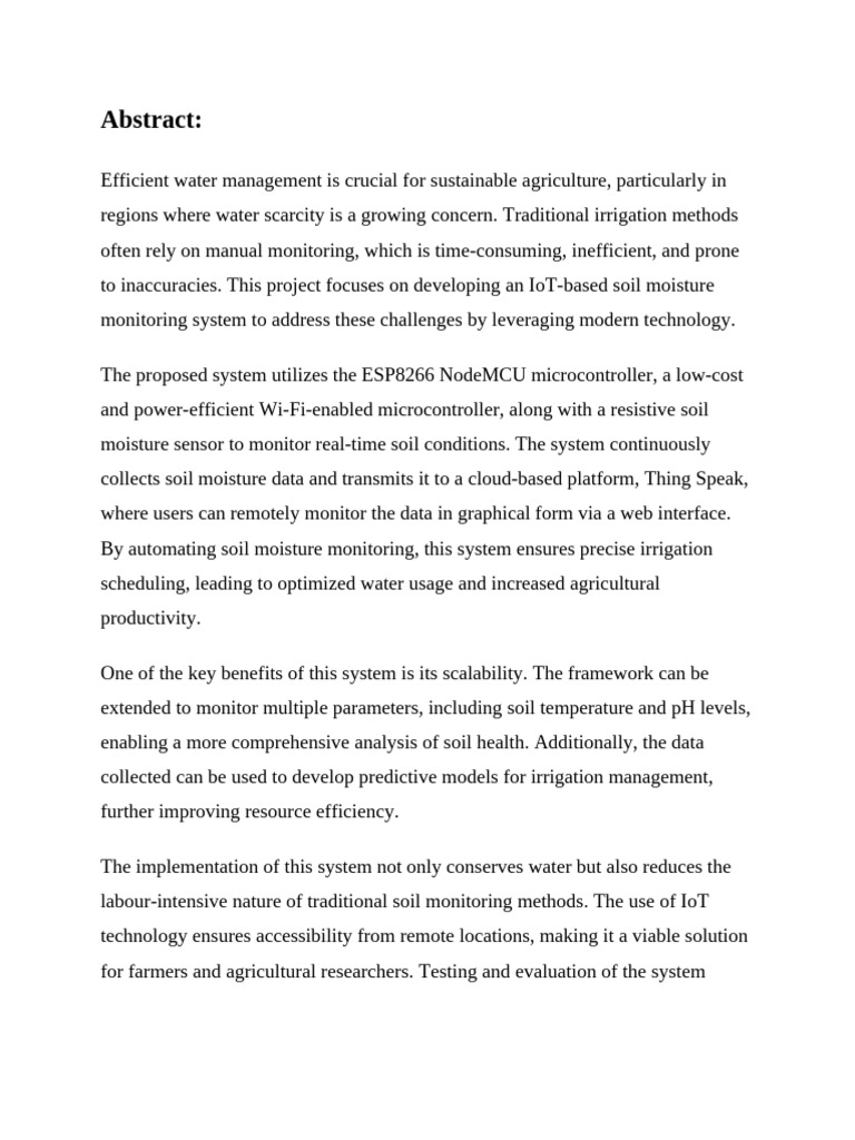 Soil Moisture Monitoring System Using ESP 8266 Node Mcu-1 | PDF | Internet Of Things | Analog To ...