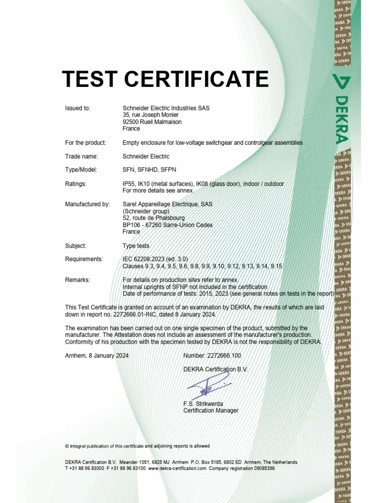 Dekra Cert Nsysfn Iec 62208 | PDF | Door | Materials