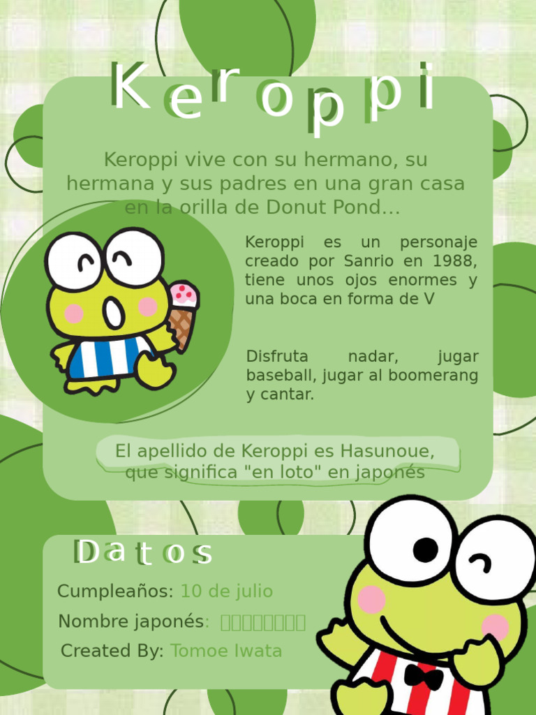 Keroppi: Personaje de Sanrio | PDF