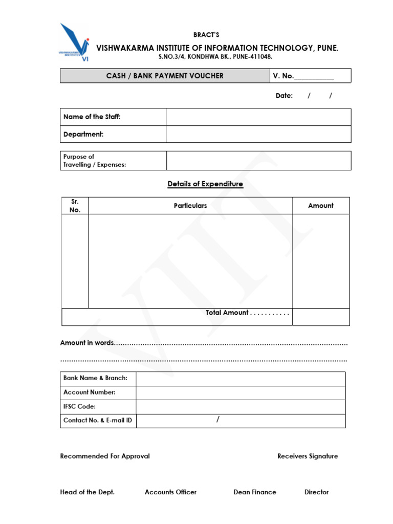 Cash/Bank Payment Voucher Template | PDF