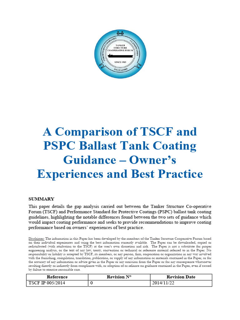 Information Paper - Comparison of TSCF and PSPC Coating Guidance | PDF | Paint | Corrosion