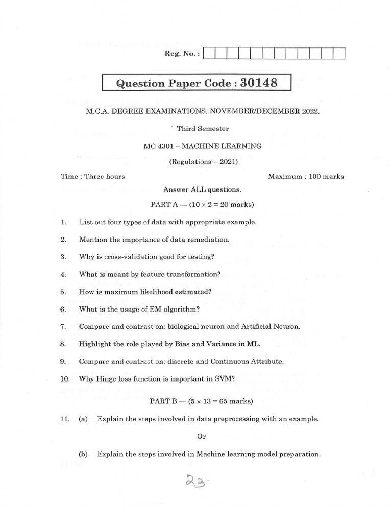 MCA Nov-Dec 2022 III Sem Question Paper | PDF