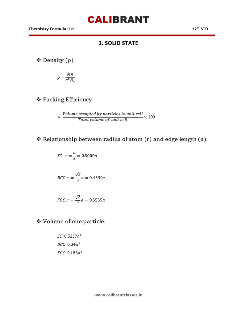 Chemistry - 1 - Solid State | PDF