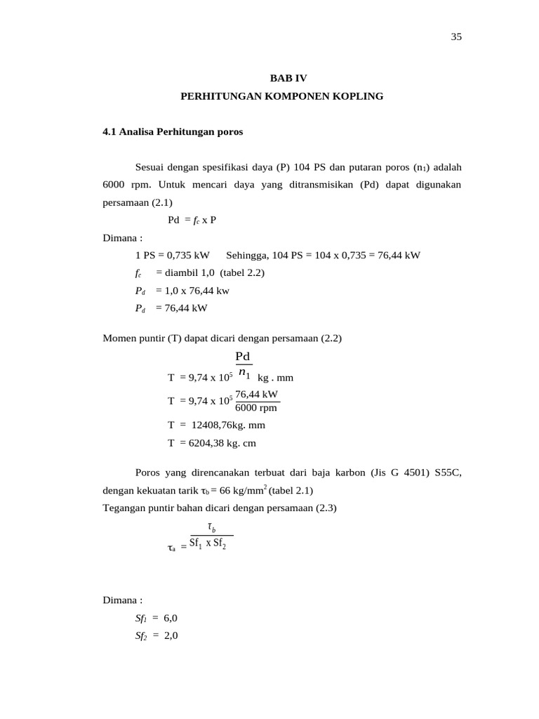 Bab 4 Tugas Rancangan Kopling | PDF