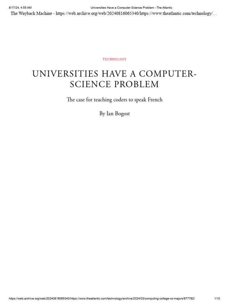 Universities Have A Computer-Science Problem - The Atlantic | PDF ...