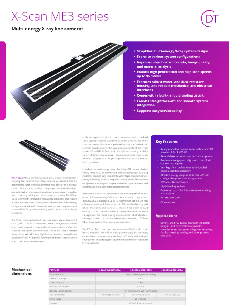 Detection Technology X Scan ME Multi Energy X Ray Detector Series ...