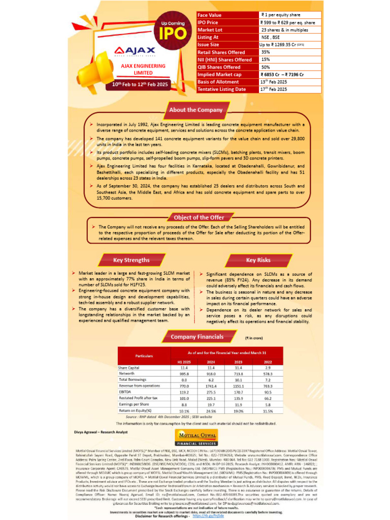Ajax Engineering Limited IPO-Note | PDF | Financial Economics | Private Sector