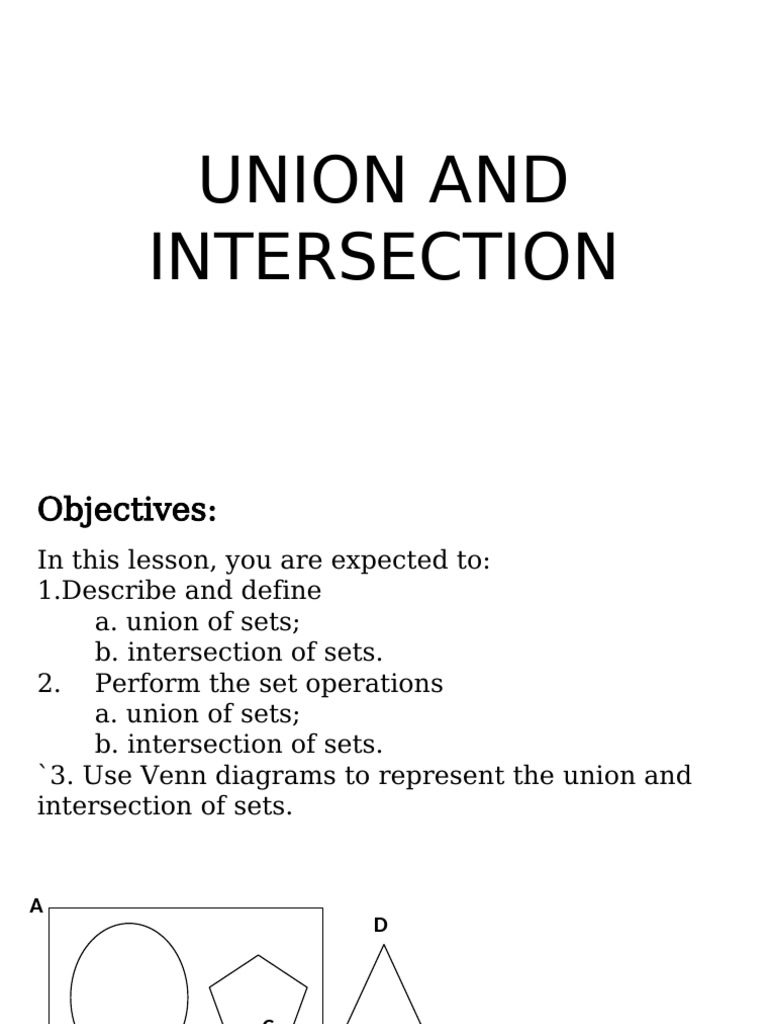 Union and Intersection of Sets Explained | PDF | Mathematical Logic ...