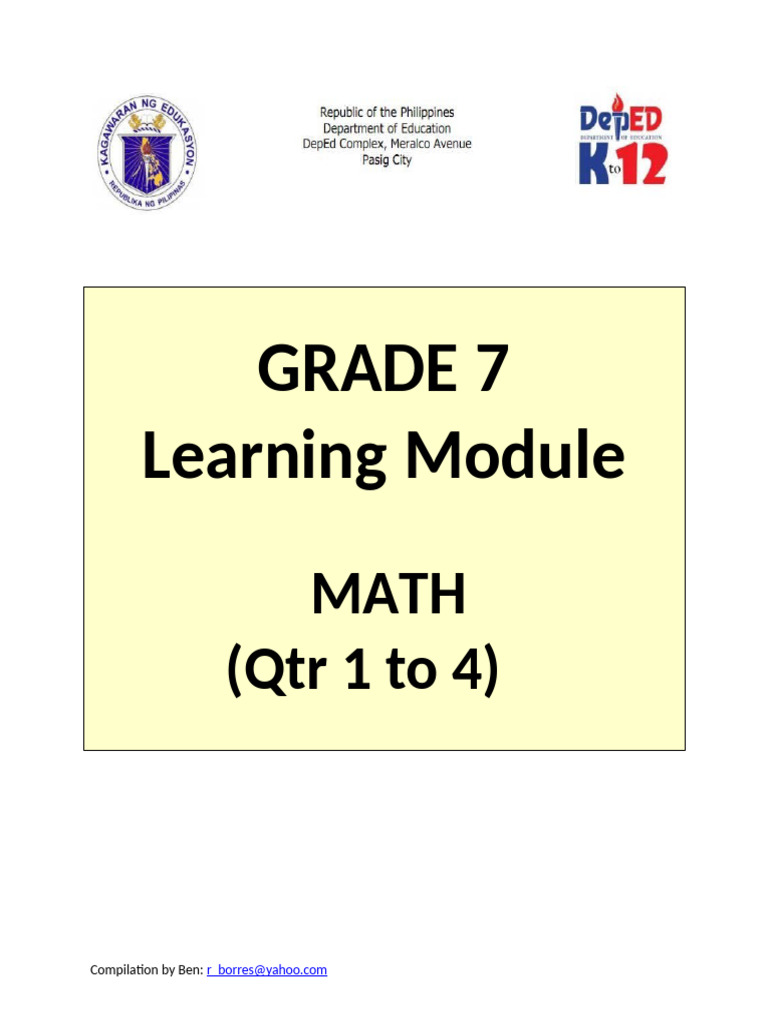 Grade 7 Math | PDF | Subtraction | Set (Mathematics)