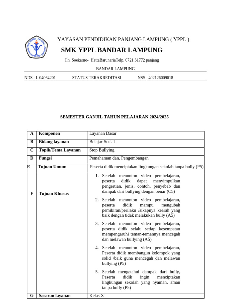 RPL BULLYING KELAS X | PDF