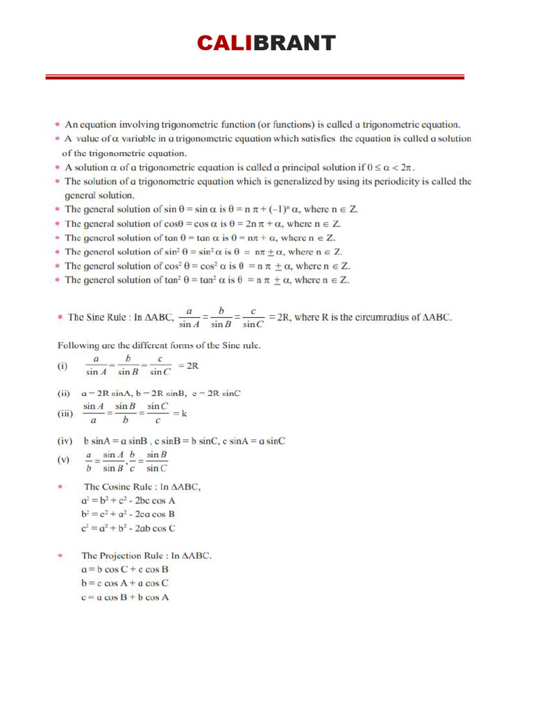 Maths I - 3 - Trigo FUnctions Formula | PDF